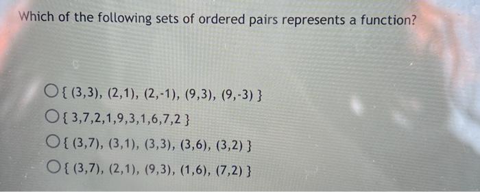 Solved Which of the following sets of ordered pairs | Chegg.com