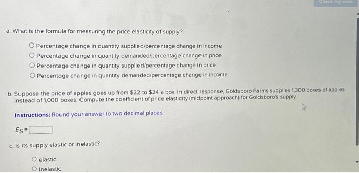 Solved a. What is the formula for measuring the price | Chegg.com