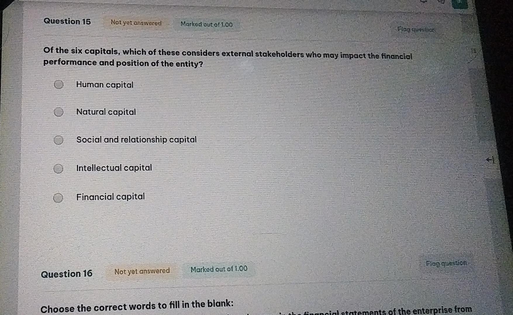 Solved Of the six capitals, which of these considers | Chegg.com