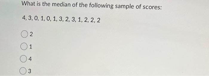 Solved What is the median of the following sample of scores: | Chegg.com