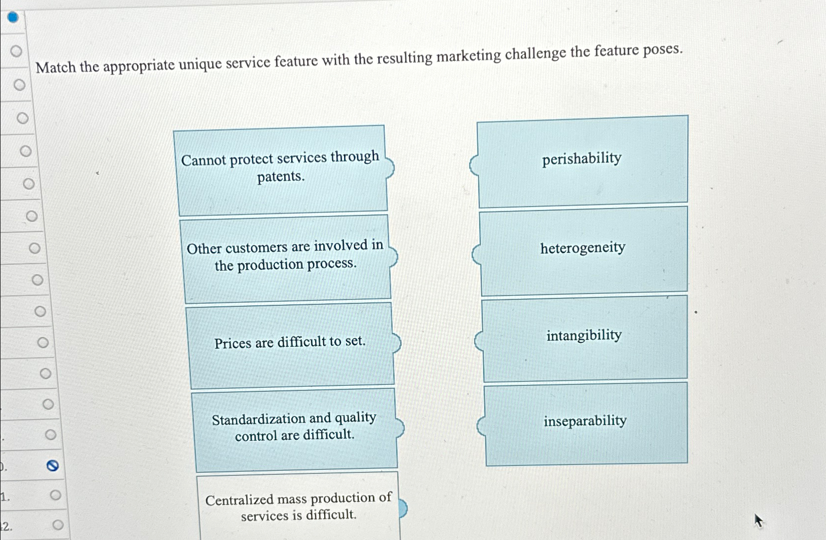 Solved Match the appropriate unique service feature with the | Chegg.com