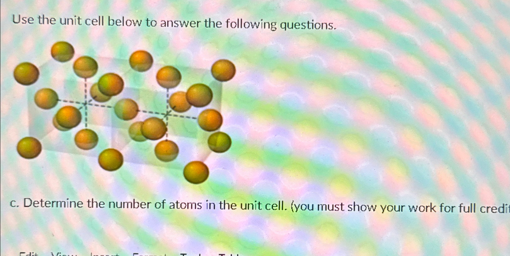 Solved Use the unit cell below to answer the following | Chegg.com