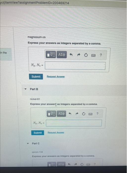 Solved magnestum-20 Express your answers as integers | Chegg.com