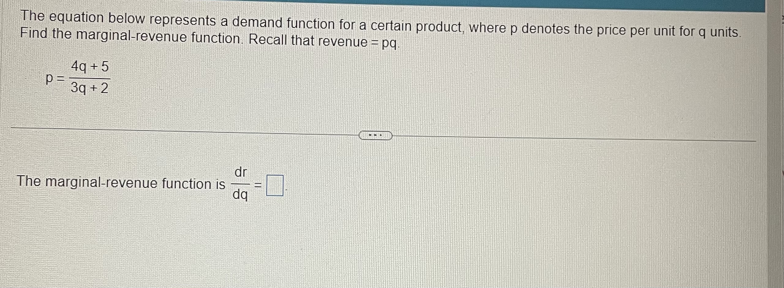 Solved The equation below represents a demand function for a | Chegg.com