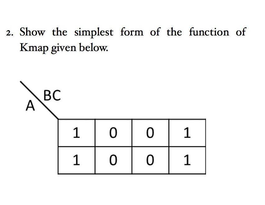 Solved Show the simplest form of the function of Kmap given | Chegg.com