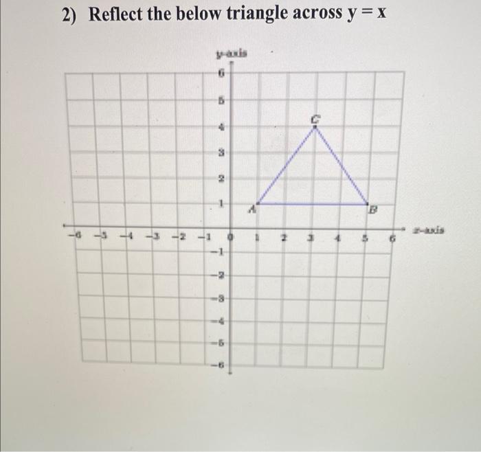 Solved 2) Reflect the below triangle across y = x Vaults 6 3 | Chegg.com