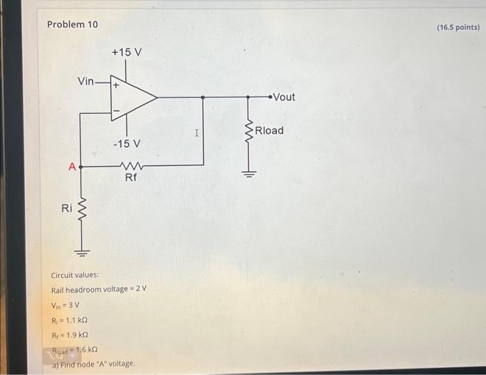 Solved Problem 10 (16.5 points) Circuit values: Rail | Chegg.com