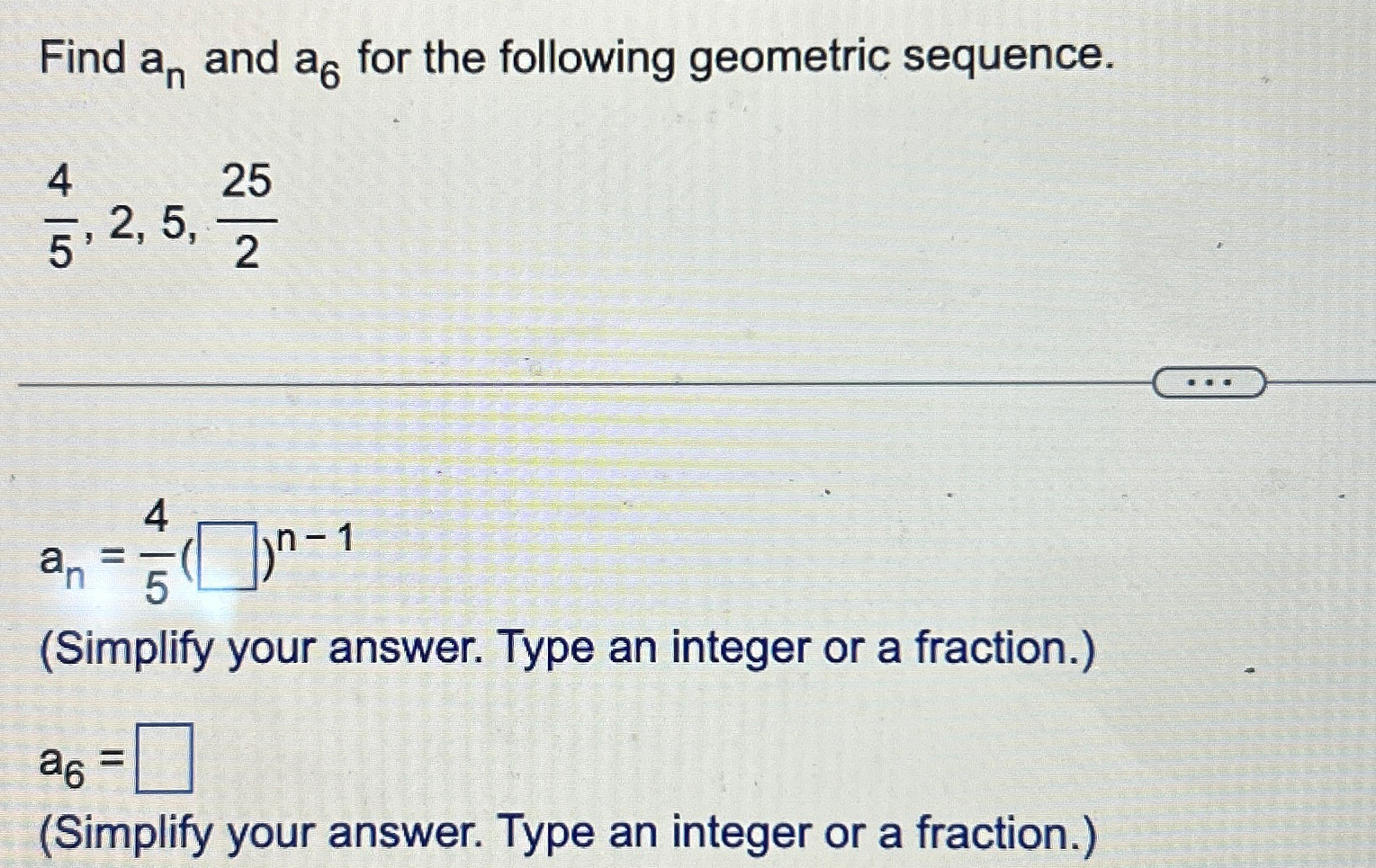 Solved Find an ﻿and a6 ﻿for the following geometric | Chegg.com