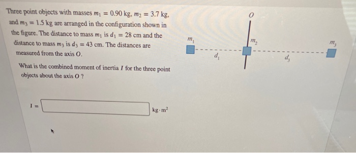 Solved Three point objects with masses mı = 0.90 kg, m2 = | Chegg.com