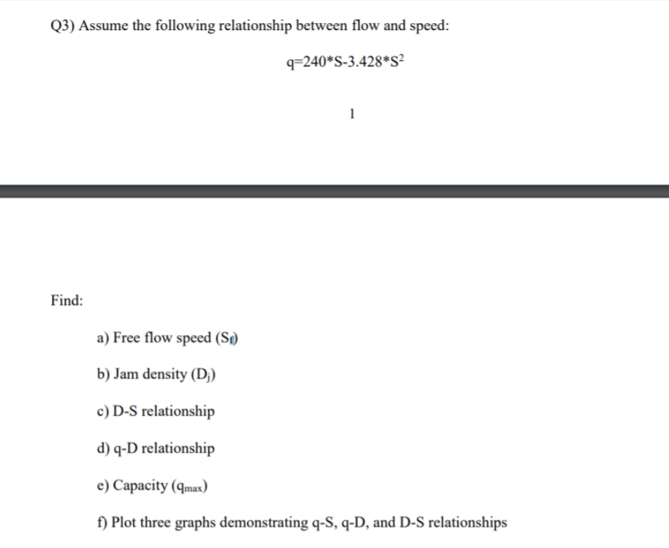 Solved Q3) ﻿Assume the following relationship between flow | Chegg.com