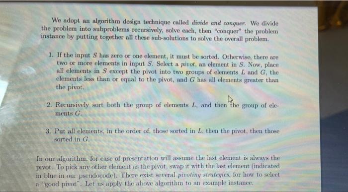 Solved 4. (6 marks] Sorting. Show how to apply the sorting | Chegg.com