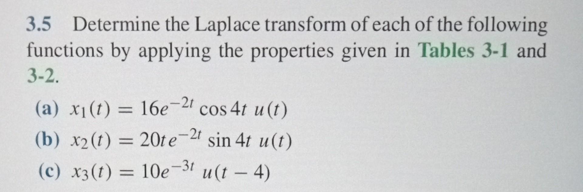 Solved 3.5 Determine the Laplace transform of each of the | Chegg.com