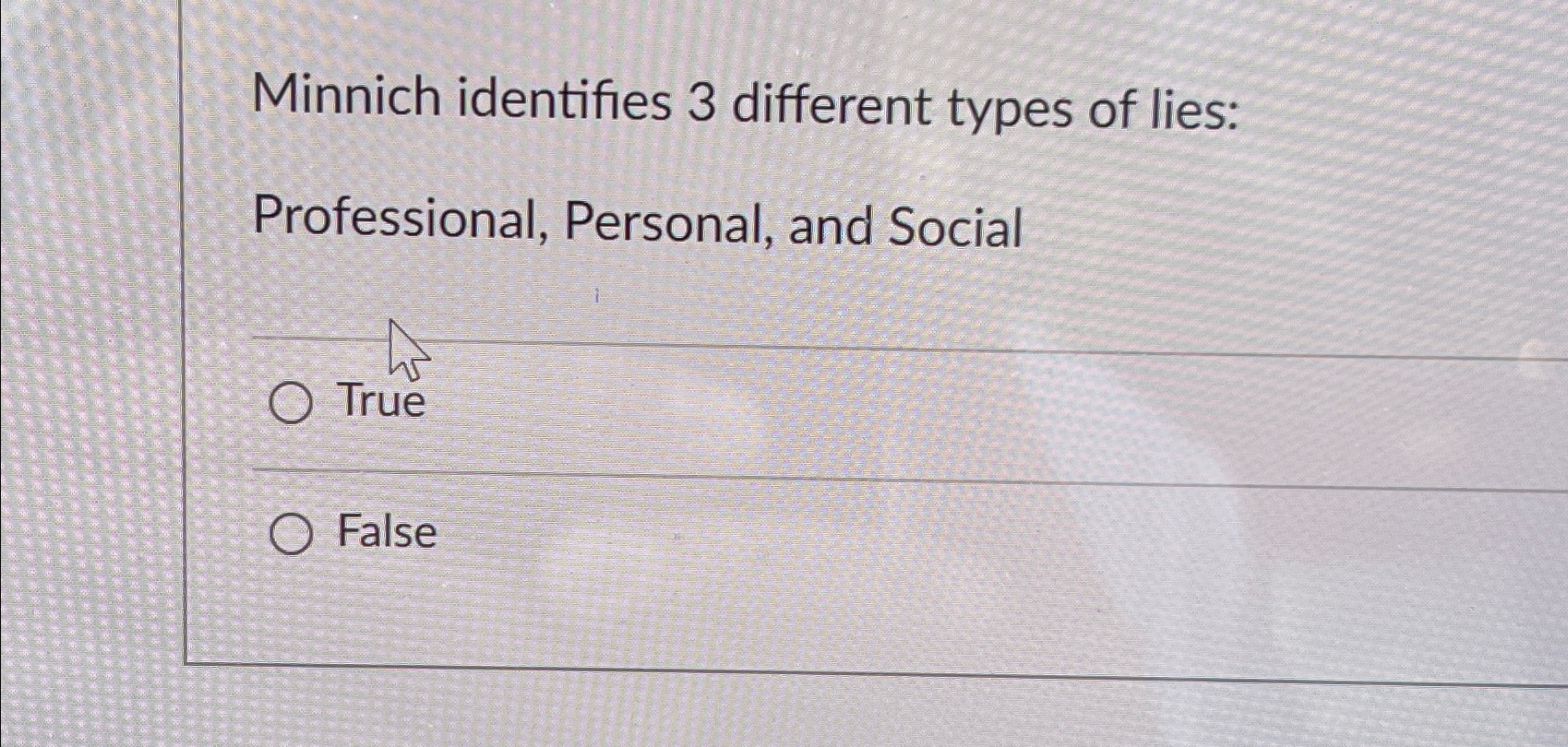 Solved Minnich identifies 3 ﻿different types of | Chegg.com