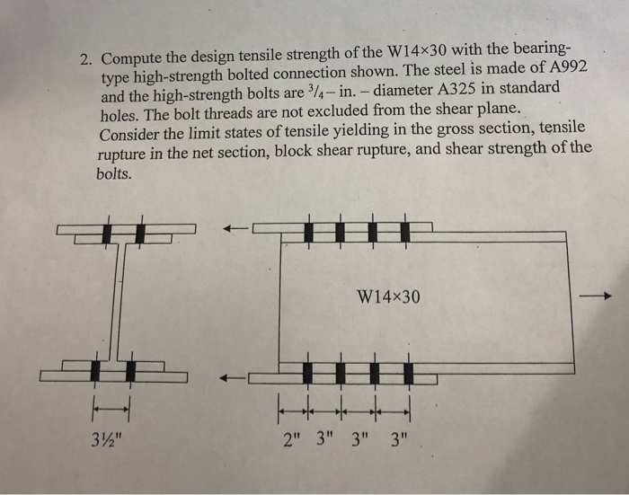 Solved 2. Compute the design tensile strength of the W14x30 | Chegg.com