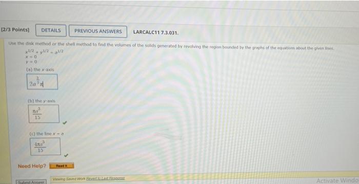 Solved [2/3 Points) DETAILS PREVIOUS ANSWERS LARCALC11 | Chegg.com