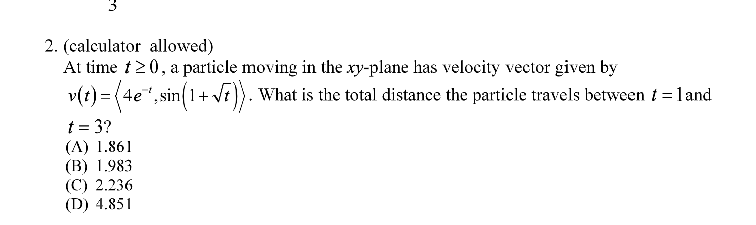 Solved (calculator allowed)At time t≥0, ﻿a particle moving | Chegg.com