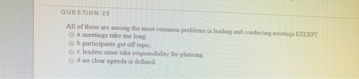 Solved QUESTION 25 All of these are among the most common | Chegg.com