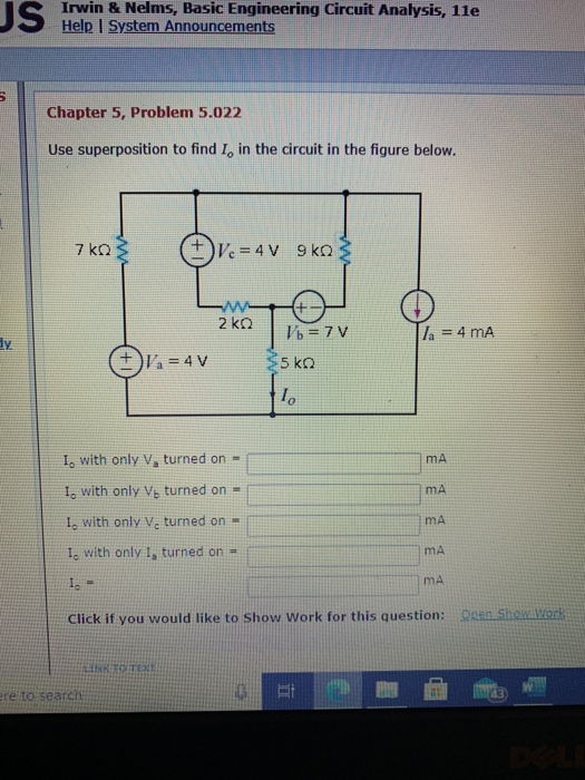 Solved JS Irwin & Nelms, Basic Engineering Circuit Analysis, | Chegg.com