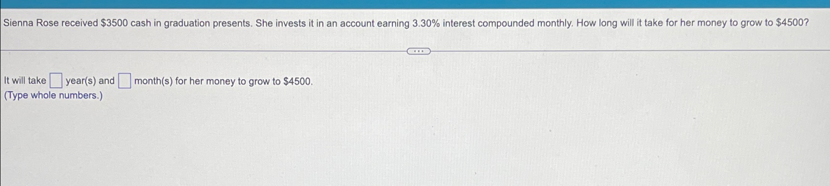 Solved Sienna Rose received $3500 ﻿cash in graduation | Chegg.com