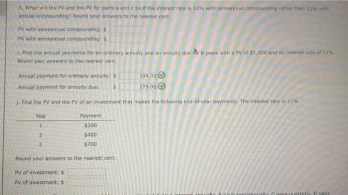 Solved h. What will the FV and the PV for parts a and c be | Chegg.com