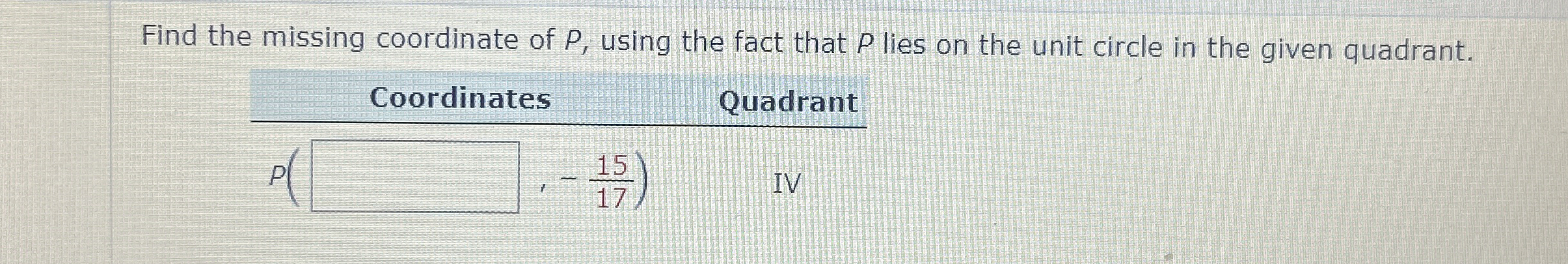 Solved Find the missing coordinate of P, ﻿using the fact | Chegg.com