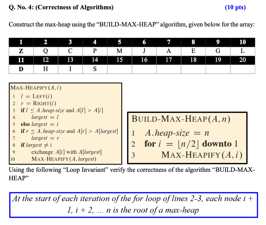Solved Q. ﻿No. 4: (Correctness of Algorithms)Construct the | Chegg.com