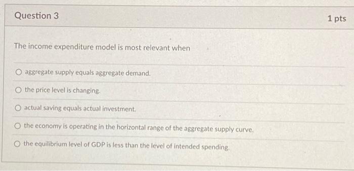 Solved The income expenditure model is most relevant when | Chegg.com