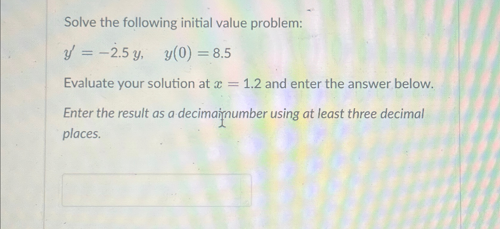 Solved Solve the following initial value | Chegg.com