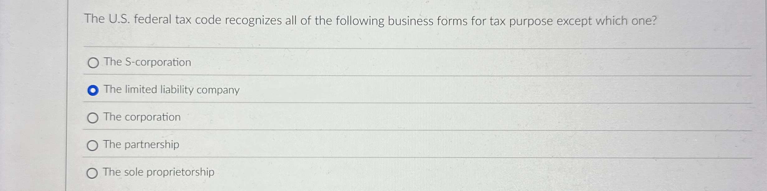 Solved The U.S. ﻿federal tax code recognizes all of the | Chegg.com
