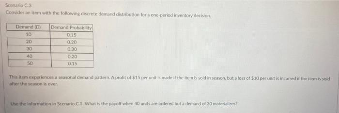 Solved Scenario C.3 Consider an item with the following | Chegg.com