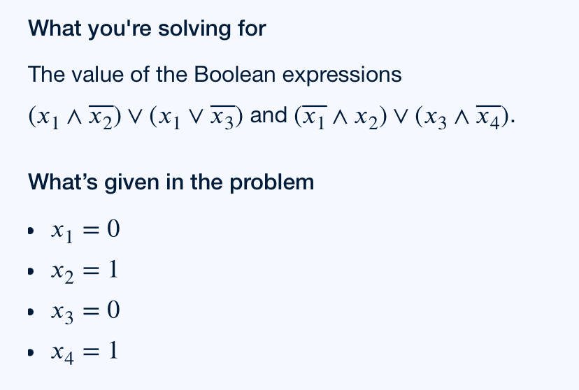 Solved What you're solving forThe value of the Boolean | Chegg.com