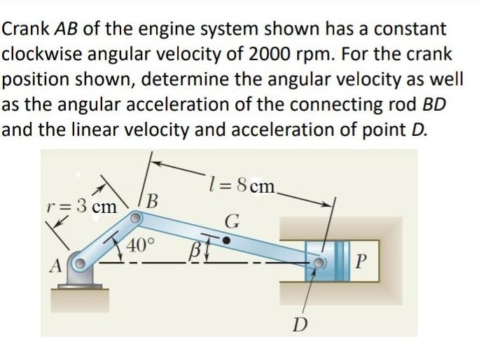 Solved Crank AB of the engine system shown has a constant | Chegg.com