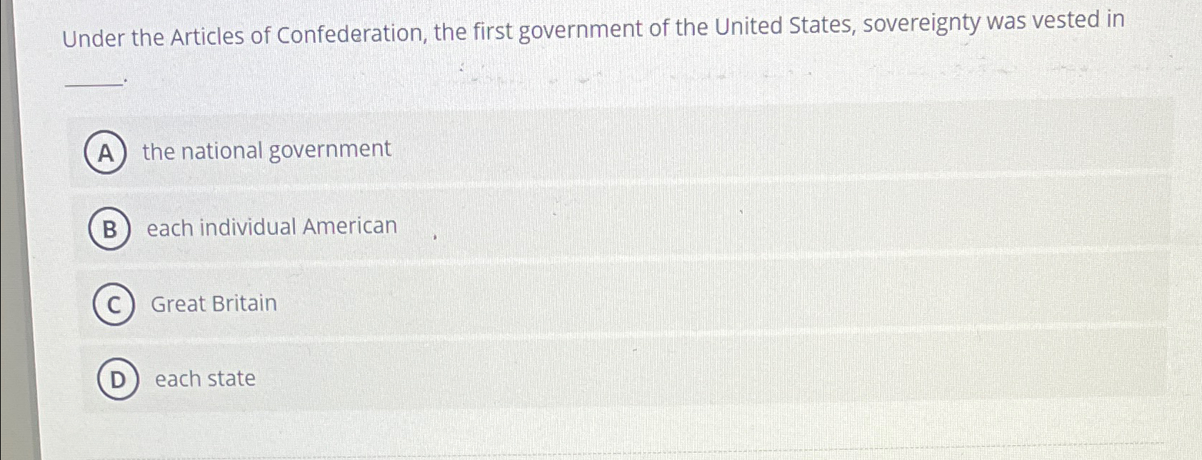 Solved Under the Articles of Confederation, the first | Chegg.com