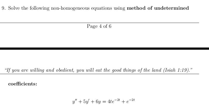 Solved 9. Solve the following non-homogeneous equations | Chegg.com
