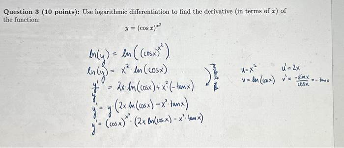 Solved Use logarithmic differentiation to find the | Chegg.com