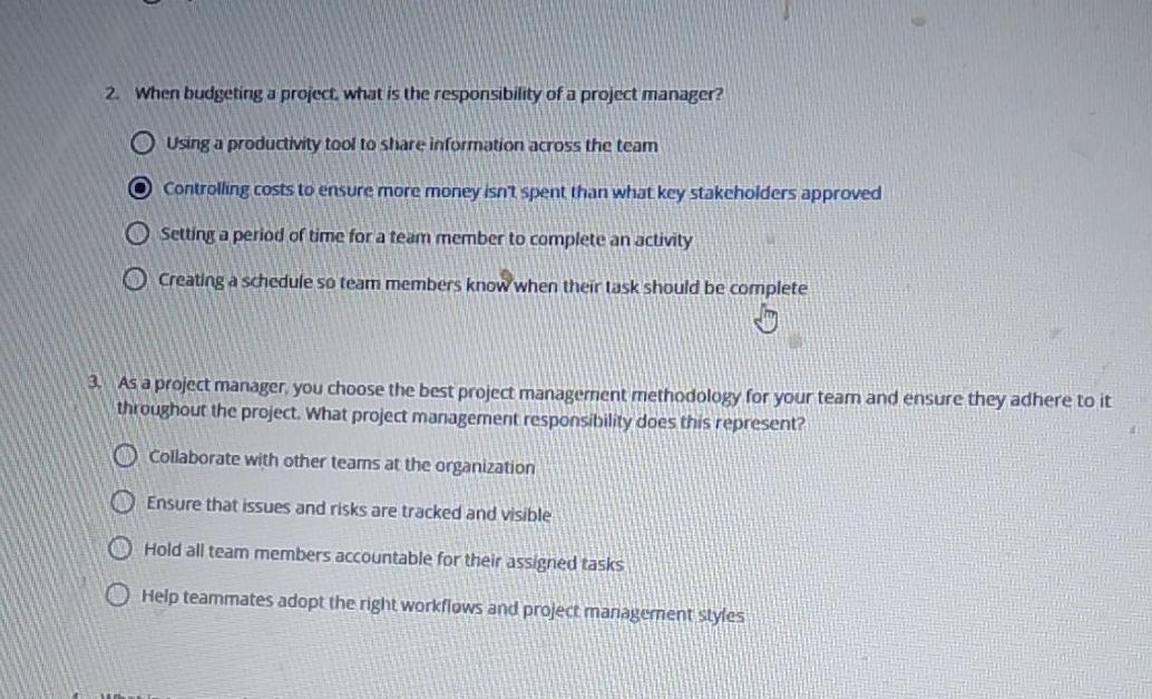 Solved 2 When Budgeting A Project What Is The Chegg