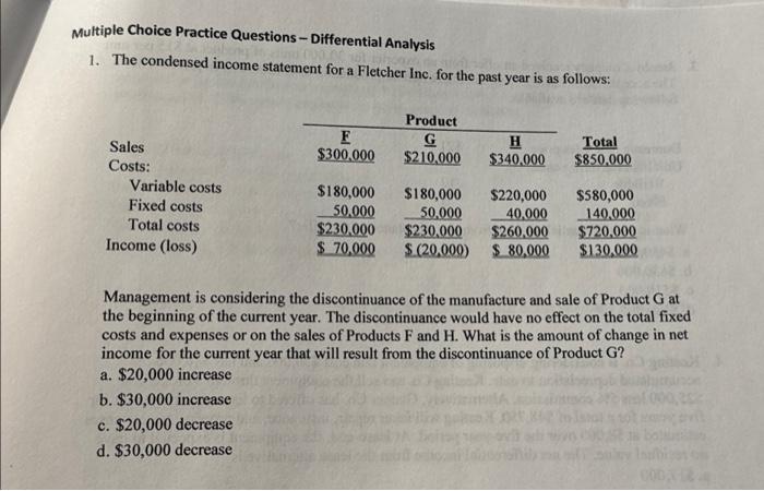 Solved Multiple Choice Practice Questions - Differential | Chegg.com