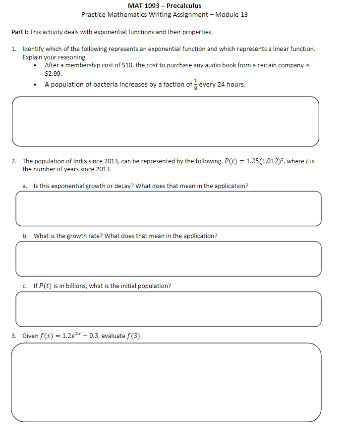 Solved MAT 1093 - ﻿PrecalculusPractice Mathematics Writing | Chegg.com