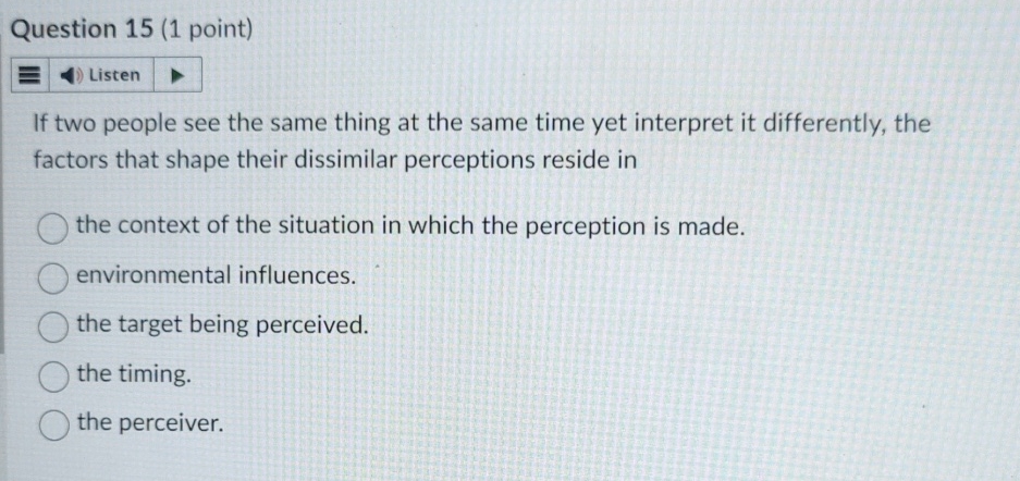 Solved Question 15 (1 ﻿point)If two people see the same | Chegg.com