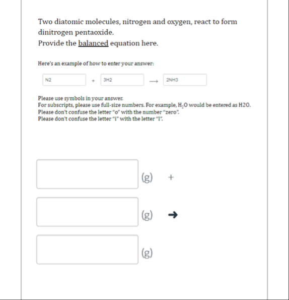 Solved Two diatomic molecules, nitrogen and oxygen, react to | Chegg.com