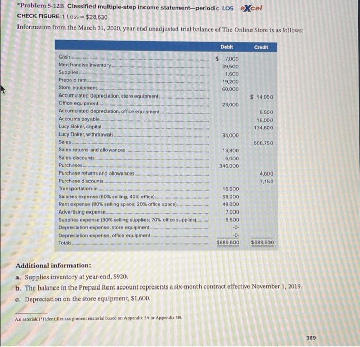 Solved *Problem 5-12B Classified multiple-step income | Chegg.com