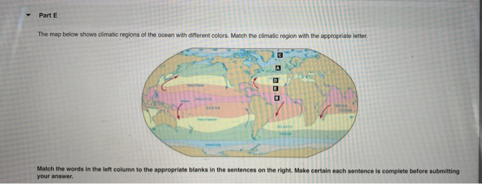 Solved Part E The map below shows climatic regions of the | Chegg.com