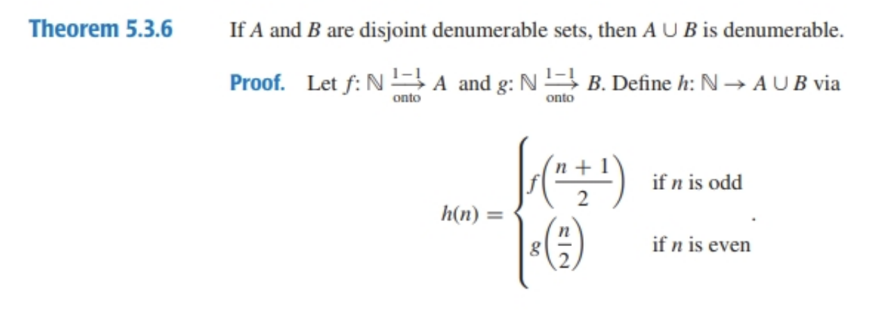 Solved Theorem 5 3 6 If ﻿a And B ﻿are Disjoint Denumerable