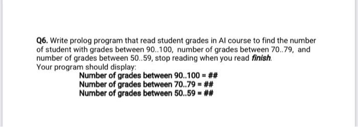 Solved Q6. Write prolog program that read student grades in | Chegg.com