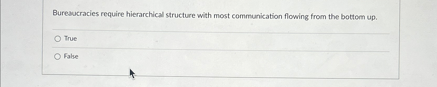 Solved Bureaucracies require hierarchical structure with | Chegg.com