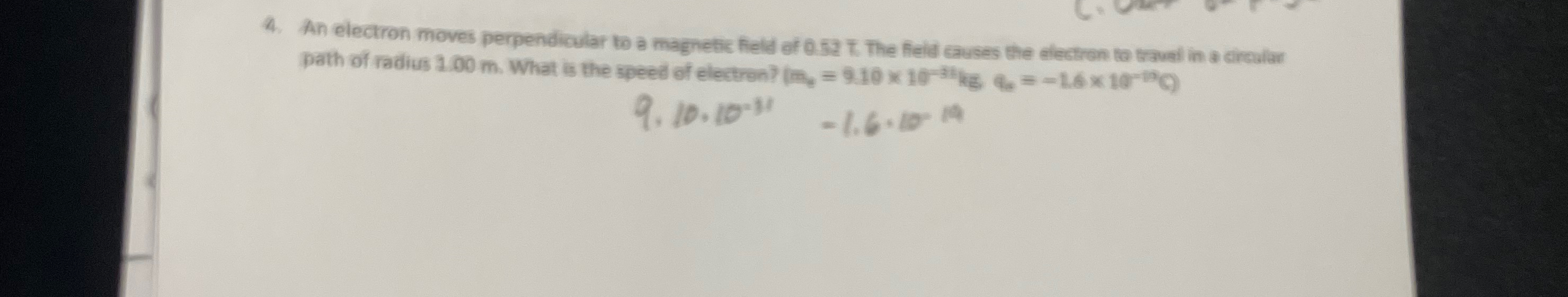 Solved An electron moves perpendicular to a magnetic field | Chegg.com