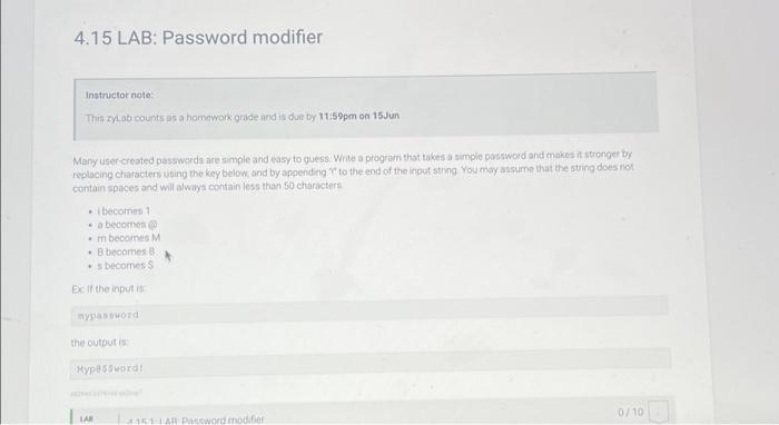 Solved Please Write In C 4 15 Lab Password Modifier
