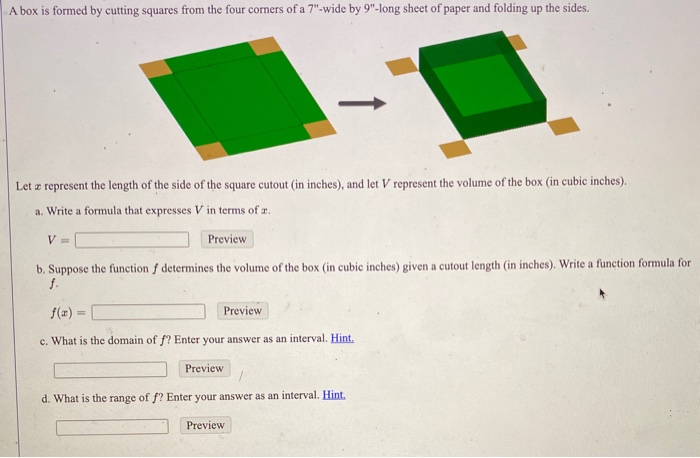 Solved A box is formed by cutting squares from the four | Chegg.com