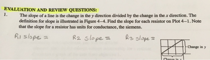 Solved EVALUATION AND REVIEW QUESTIONS: 1. The slope of a | Chegg.com