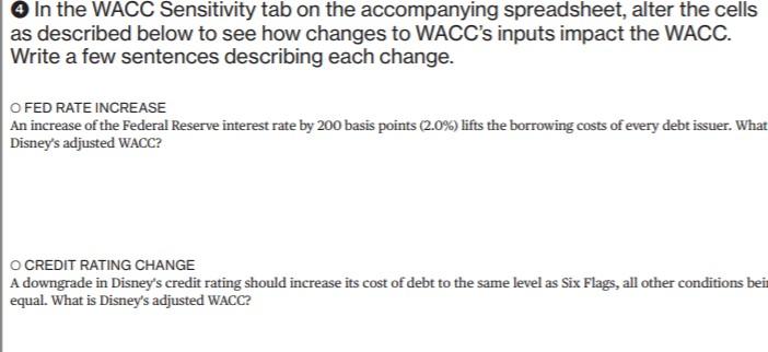 In the WACC Sensitivity tab on the accompanying | Chegg.com